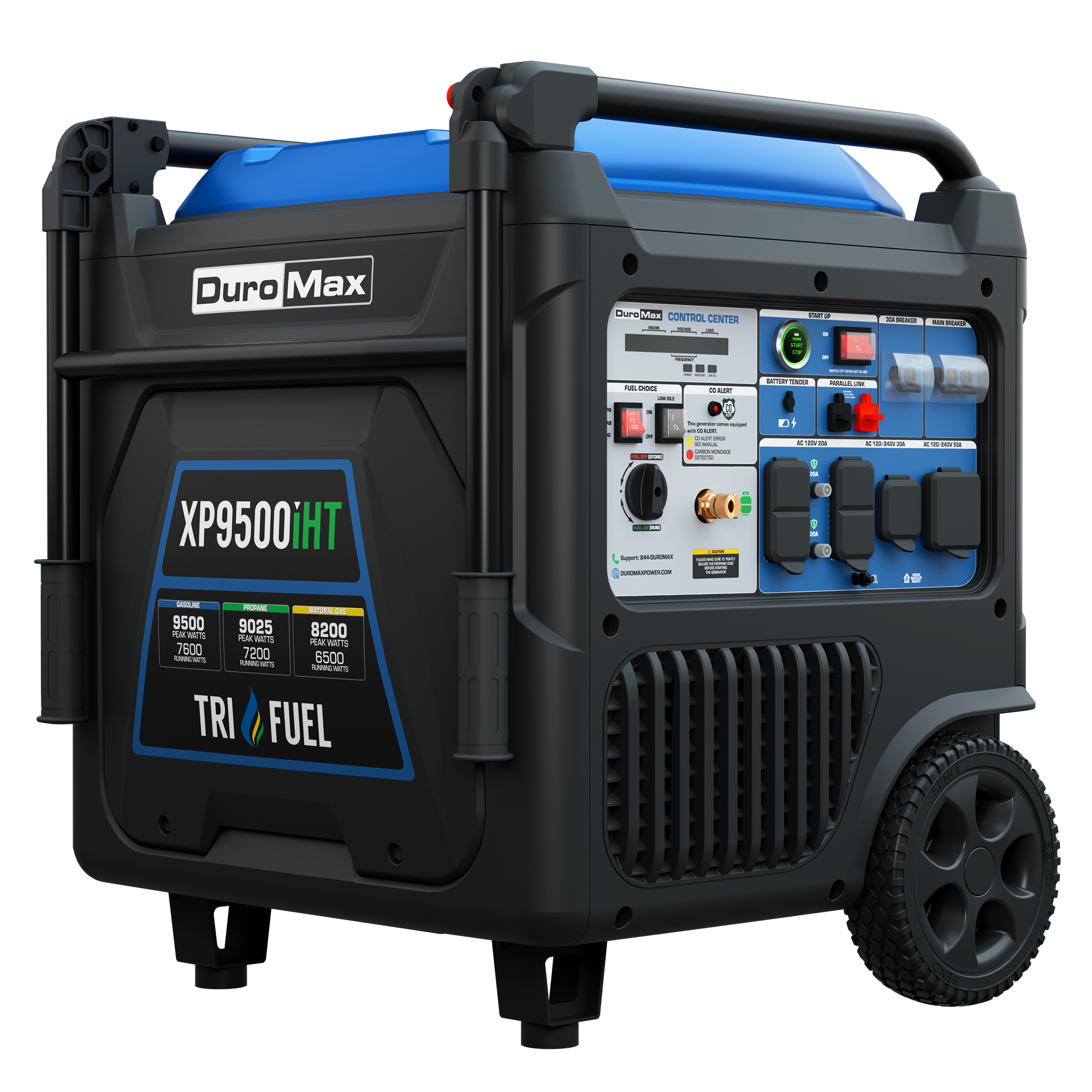 DuroMax XP9500iHT 9,500 Watt Portable Tri Fuel Inverter Generator - Qu ...